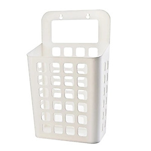 OUNONA Hanging Clothes Organizer Wall Mounted Plastic Storage Basket (White)