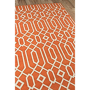 Momeni Rugs , Baja Collection Contemporary Indoor & Outdoor Area Rug, Easy to Clean, UV protected & Fade Resistant, 3'11" x 5'7", Orange
