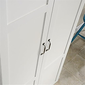 Pemberly Row 29" W Traditional Style Storage Cabinet, Pantry Cabinet, Linen Cabinet with Shelves in White