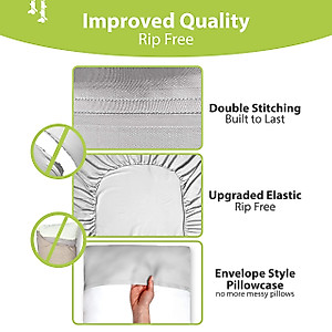 BAMPURE Luxury Series Queen Sheet Set - 100% Pure Viscose derived from Bamboo Sheets Queen Size - Super Soft Queen Cooling Sheets for Hot Sleepers - Up to 16’’ Deep Pocket Queen Sheets (L Grey)