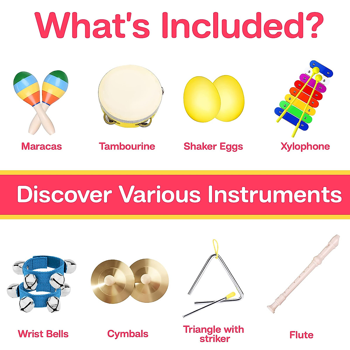 Smarkids Toddler Musical Instruments Toys Premium Accurately Tuned Percussion Musical Instruments for Kids Children Educational Toy Set for Boys& Girls with Xylophone Flute Tambourine Maraca Backpack