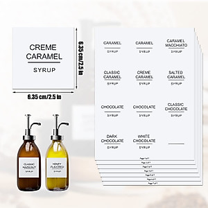 AIEX Coffee Syrup Labels, 84pcs Waterproof White Minimalist Coffee Syrup Labels Stickers for Bottles Coffee Bar Containers Dispenser Organization