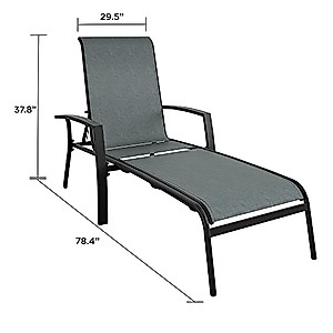 Cosco Outdoor Adjustable Aluminum Chaise Lounge Patio Furniture Set, 2-Pack, Black and Blue