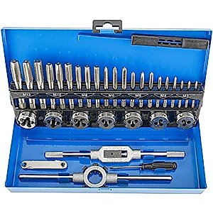 Toolly 32pcs Tap and Die Set, Metric Hardened Steel Tool Set, Essential Threading & Rethreading Tool with Storage Case Perfect for Auto and Machinery Repair