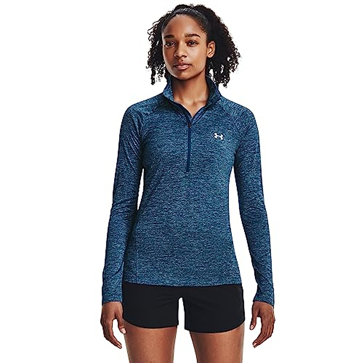 Under Armour Womens Tech Twist ½ Zip Long-Sleeve Pullover, (427) Varsity Blue/Blizzard/Metallic Silver, Large