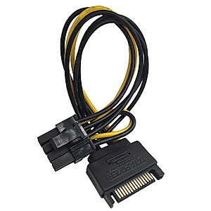 Traovien PCI Express Power Cable,15 Pin SATA Male to 8 Pin (6+2 Pin) PCI Express Female Video Card Power Adapter Cable(15CM/6inch 2Pcs)