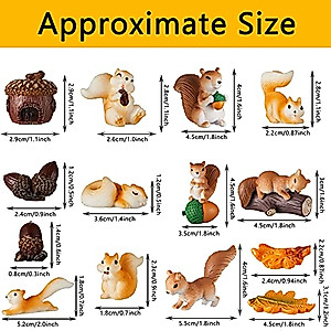 14 Pieces Miniature Squirrel Figurine Squirrel Cake Toppers Mini Fairy Figurine Squirrel Collection for Landscape Garden DIY Terrarium Cake Decoration