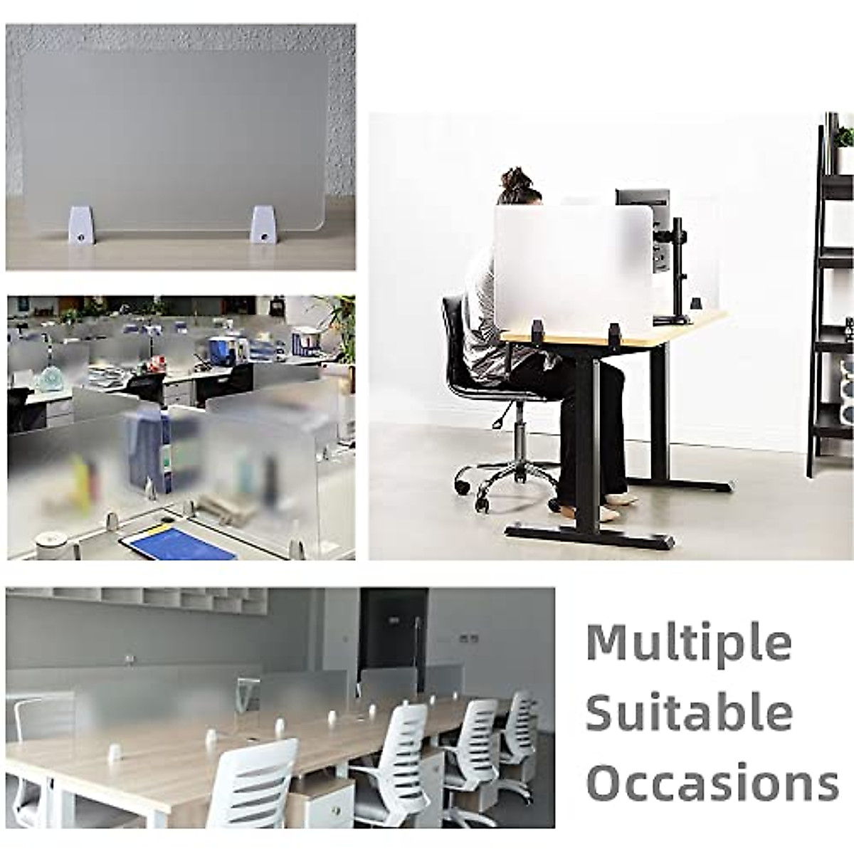 tonchean 4PCS Desk Dividers Office Partitions, Privacy Desk Panel Protective Sneeze Guard, Frosted Acrylic Plexiglass Shield with Clamps for Offices Schools Call Centers - 23.6”L X15.8”W