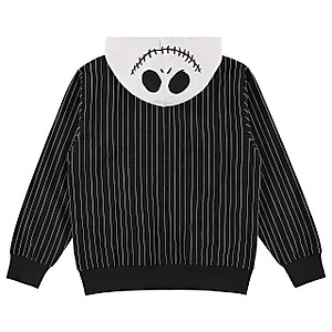 Boys Nightmare Before Christmas Hoodie - Nightmare Before Christmas Jack Skellington Cosplay Dress Up Costume Hoodie (Black White, Large)