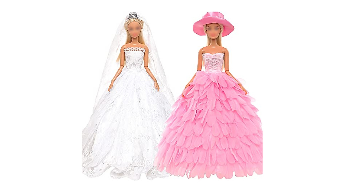 BARWA White Wedding Dress for 11.5 Inch Dolls - Elegant & Easy to Wear
