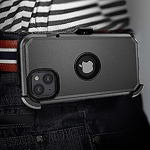 TASHHAR Phone Case for iPhone 14 Plus Case,Heavy Duty Hard Shockproof Armor Protector Case Cover with Belt Clip Holster for Apple iPhone 14 Plus 6.7 5G 2022 Phone Case (Black)