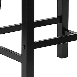 PJ Wood Classic Modern Solid Wood Backless Saddle Seat, 24 Inches Tall Easy Assemble Counter Stool with Durable Construction, Black (2 Pack)