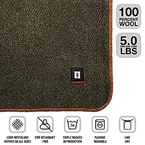 EKTOS Military Wool Blanket, 90" x 66", 100 Percent Wool Blanket, Army Surplus Wool Blanket (Olive Green, Twin Size)