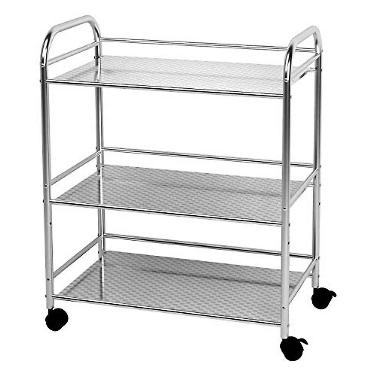 YKEASE 3-Shelf Shelving Units on Wheels Stainless Steel Kitchen Cart Microwave Stand - Bathroom Garage Storage Shelves 24 Inches Wide