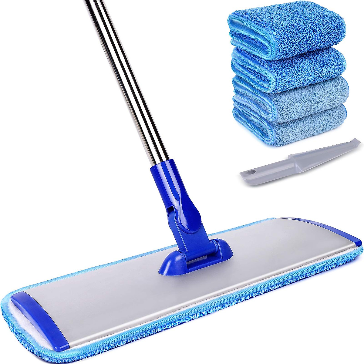 Conliwell Rubber Broom Carpet Rake for Pet Hair, Fur Remover Broom with Squeegee and 18" Professional Microfiber Mop Floor Cleaning System
