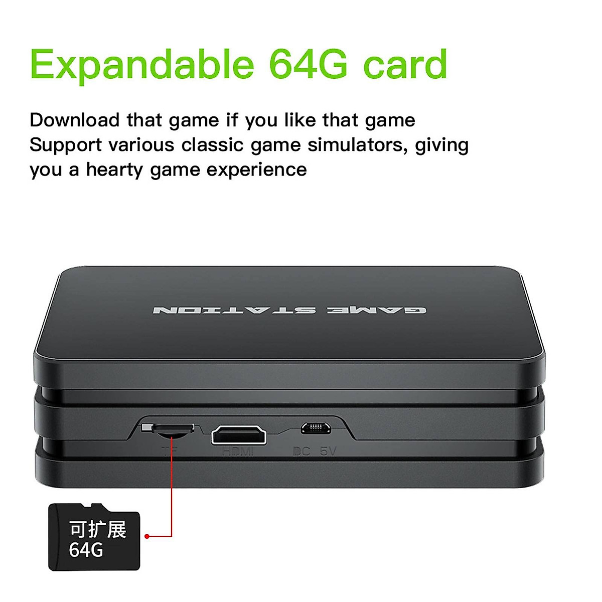 NC Video Game Console Quad-Core HDMI TV Home Handheld Game Console Simulator 2.4G, 10000+ Games, with Game Handle