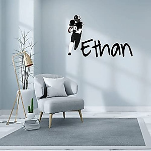 Football Personalized Name Nursery Wall Decal Vinyl Sticker | Multiple Font Options | Custom Kids Room Décor | Bedside Decals | Children’s Room | Car | Laptop
