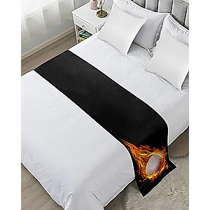 BABE MAPS Bed Runner for King Size Bed Golf Ball in Fire Flames Sports Theme Soft Comfort Bed Scarf Bed Cover Decorative Bedding Protector for Bedroom, Home, Hotel, Guesthouse