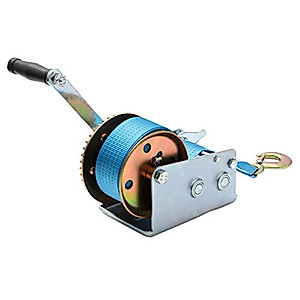G Ganen 3200lbs Polyester Strap 2 Gear Hand Winch Hand Crank Gear Winch ATV Boat Trailer
