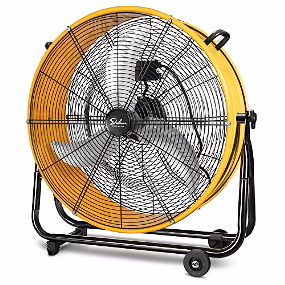 Simple Deluxe 30 Inch Heavy Duty Metal Industrial Drum Fan, 3 Speed Air Circulation for Warehouse, Greenhouse, Workshop, Patio, Factory and Basement - High Velocity, Yellow (HIFANXDRUM30V1)