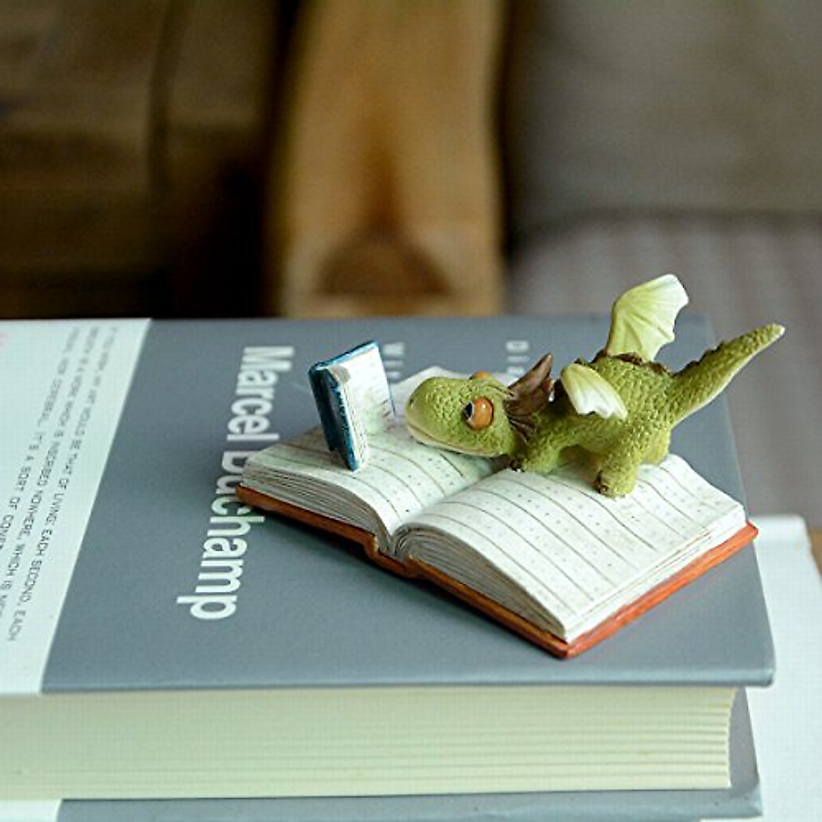 Top Collection Miniature Fairy Garden and Terrarium Mini Dragon Reading Figurine