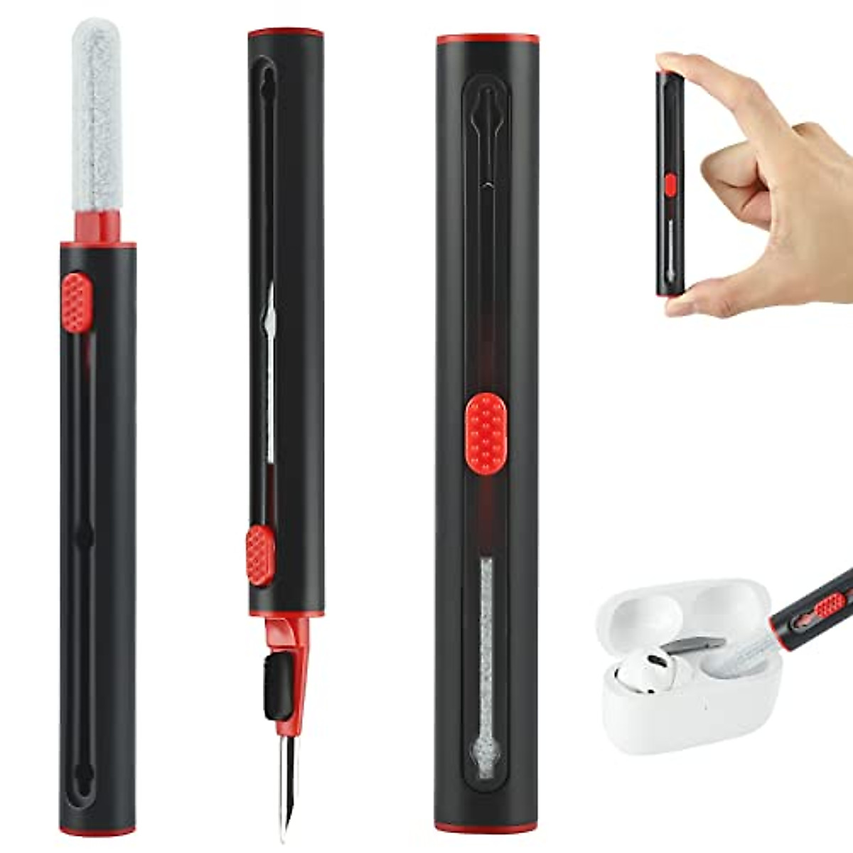 Nertpow Cleaner Kit for Airpods Earbuds Cleaning Pen Bluetooth Headphone Case Cleaning Tool Airpods Pro 1 2 3 iPhone Camera Etc Ear Wax Cleaner(Black)