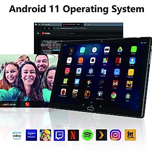 2024 Newest Tablet 10 Inch Android Tablets, 2 in 1 Tablet with 4+64/512GB Storage Octa-Core, Dual Sim Card Support 4G Cellular Tablet with Keyboard,13MP Camera, 6000mAh Battery, GPS, Bluetooth, WiFi