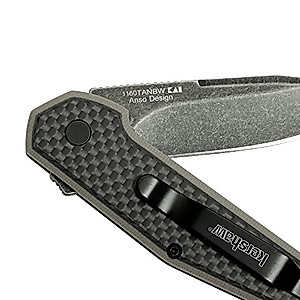 Kershaw Fraxion Tan and Black BlackWash Pocket Knife, 2.75” Stainless Steel Blade with Manual Opening, G10 Handle with Deep-Carry Reversible Pocketclip, Small Folding Knife