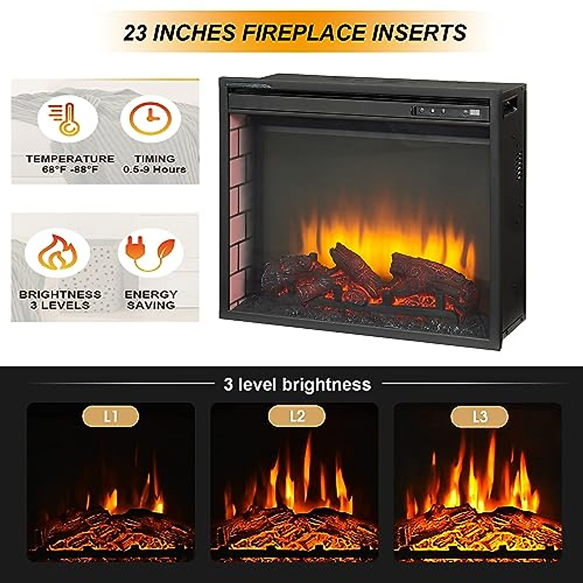 Fireplace TV Stand Electric Fireplace, 48" Media Entertainment Center with Farmhouse Storage Cabinet, TV Console Table for TVs up to 55"