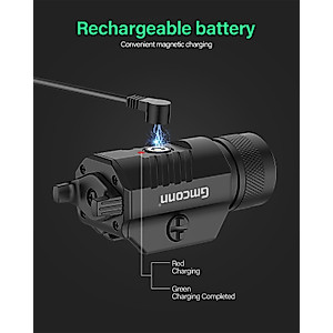 Gmconn 1250 Lumen Tactical Flashlight Pistol Light Rail Mounted LED Gun Light Strobe Weaponlight for Glock Pistol and Picatinny MIL-STD-1913