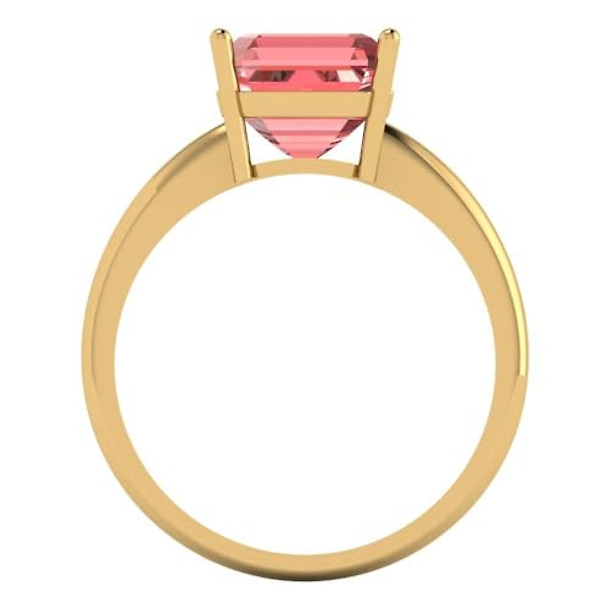 Clara Pucci 2.5 ct Asscher Cut Solitaire Natural VVS1 Red Garnet Engagement Bridal Promise Anniversary Ring 18K Yellow Gold Size 7.75