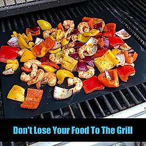 BBQ Grill Mat, Heavy Duty BBQ Grilling Mats for Outdoor Grill, Non Stick, Reusable, Easy to Clean, 15.7 x 12.9 Inch, Set of 5