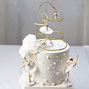 HYSTYLE 6 Pcs Dancing Ballerina Girl Figurine, Miniature Ballerina Girl Figure Collection Playset Doll Toy, Ballerina Girl Cake Topper Decoration, Ballerina Girl Plant Pot Craft Dollhouse Decoration