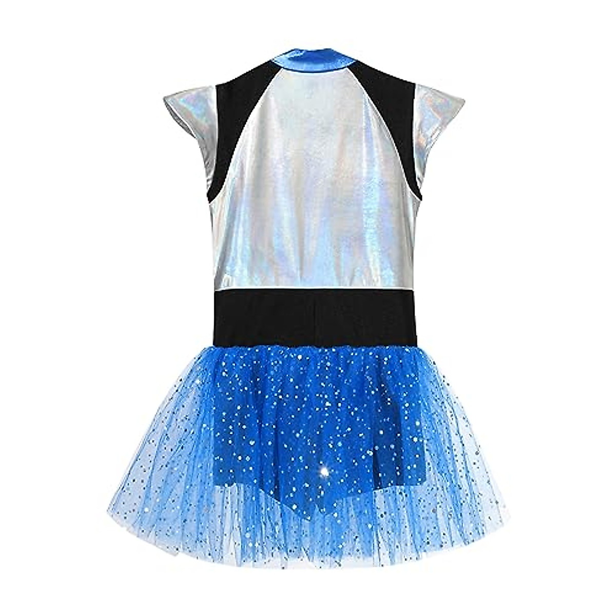 Doomiva Girls Alien Costume Kids Halloween Robot Cosplay Outfits Shiny Metallic Leotard Sparkly Tutu Tulle Dress Blue 16 Years