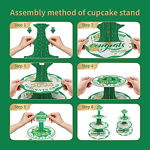 Class of 2023 3-Tiered Graduation Cupcake Stand for 24 Cupcakes, Disposable Cupcake Tower Stand, Perfect for Grad Themed Party Decor Graduation Dessert Favors Supplies (Green)
