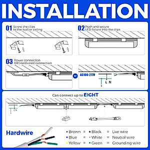 Barrina LED Shop Light, 3Ft 30W 4600LM 5000K, Daylight White Hight Output Linkable for Workshop, V Shaped Clear Cover T8 LED Shop Lights for Garage, 3 Foot (Pack of 6)