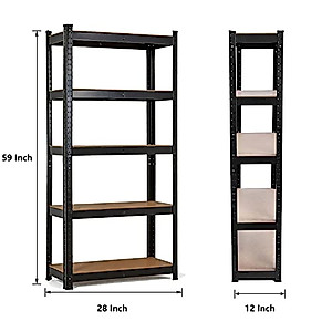 Garage Shelves Metal Shelves for Storage 5 Tier Garage Shelving Units, Closet Shelf Kitchen Storage Garage Storage Shelves, Heavy Duty 875KG Capacity Utility Rack Greenhouse Workshop Office Shelf