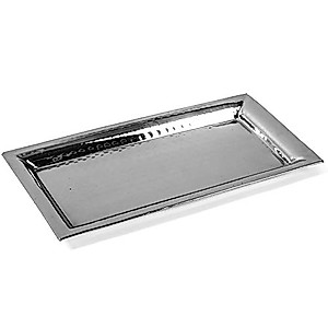 Colleta Home Silver Hammered Trays - Silver Serving Trays and Platters - Appetizer Tray - Chrome Platters (2 Pack Rectangle Platters)