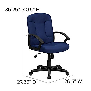 Flash Furniture Garver Mid-Back Navy Fabric Executive Swivel Office Chair with Nylon Arms