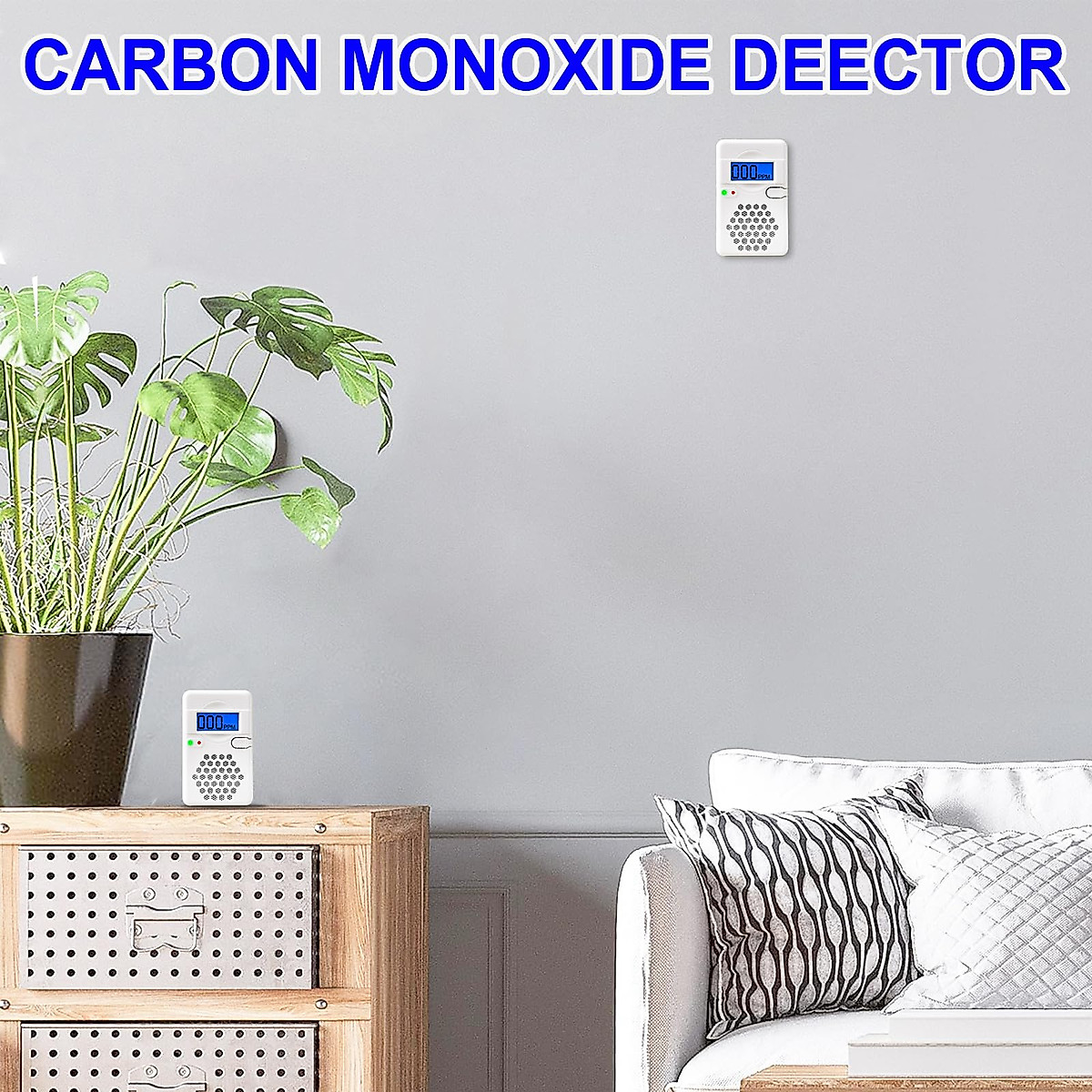 Mini Carbon Monoxide Detector Alarm with Digital LCD Display, CO Detector Alarm with Replaceable Battery,Test-Reset Button, Low Battery Indicator, Portable,complies with UL2034(Batteries NOT Included)