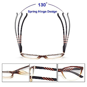 HIGHLIKE 5-Pack Cat Eye Reading Glasses for Women, Spring Hinge Readers Glasses Elegant Style Clear Vision, 5 Mix 1.5 x