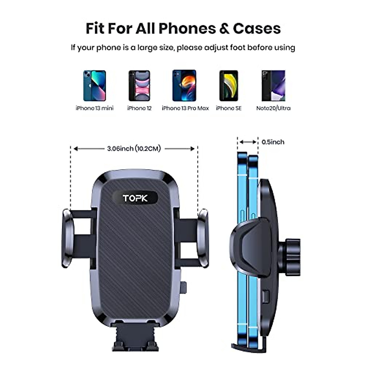 TOPK Car Phone Holder Mount, [2022 Upgraded Clip] Cell Phone Phone Mount for Car Vent 360° Rotation Universal Mobile Car Phone Holder for Smartphone