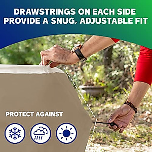 YardStash Deck Box Cover - Heavy Duty, Waterproof Covers for Outdoor Cushion Storage and Large Deck Boxes - Protects from Rain, Wind and Snow - XXL - Tan