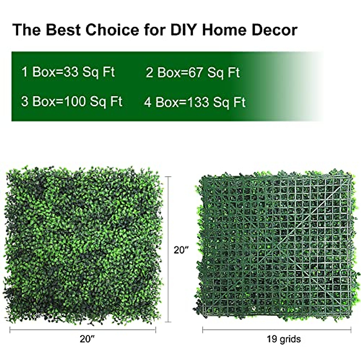 Dprodo 12PCS Artificial Boxwood Hedge Panels 20" x 20" Topiary Hedge Plant UV Protection Indoor Outdoor Privacy Screen for Home Party Decor Greenery Walls Garden Fence Backyard