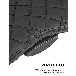 ISSYAUTO Center Console Cover Compatible with 2002-2012 Ram 1500 2500 3500 Jump Seat Console, Armrest lid Cover Leather Arm Rest Covering for Car, Well-Make Durable Middle Console Cover