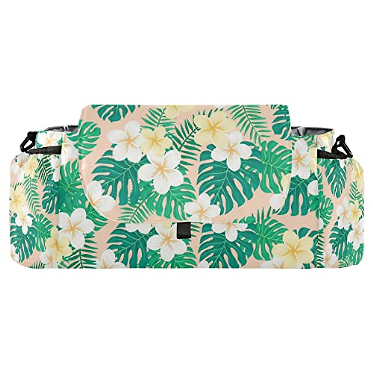 Sinestour Tropicales Stroller Organizer with Cup Holder Universal Stroller Organizer Bag Detachable Shoulder Strap Stroller Accessories for Diaper Toys Snacks Keys Fit All Baby Stroller