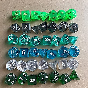 ZYM305 7PCS/LOT Acrylic Transparent Dice 6 Kinds Option Digital Dice Game Accessories Set Games Dice (Color : 1)