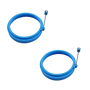 Silicone Egg Rings, 2 Pack Pancake Rings Non Stick Fried Egg Ring Mold, 4 Inch Egg Cooking Rings for Mcmuffins, Round Pancake Mod (Blue)