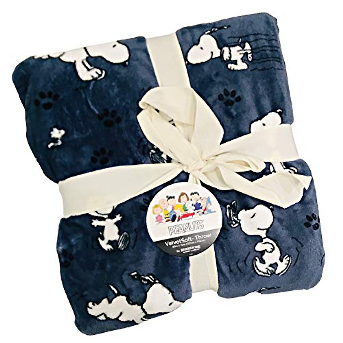 Berkshire Home & Blanket Co. Peanuts Gang Snoopy Happy Dance Velvet Soft Throw Blanket | 50" x 70" | Blue Gray