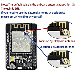 Aideepen ESP32-CAM-MB W- BT Board Micro USB to Serial Port CH-340G with 8DBI High Gain Dual-Band Antenna + 20cm IPEX to RP-SMA Cable
